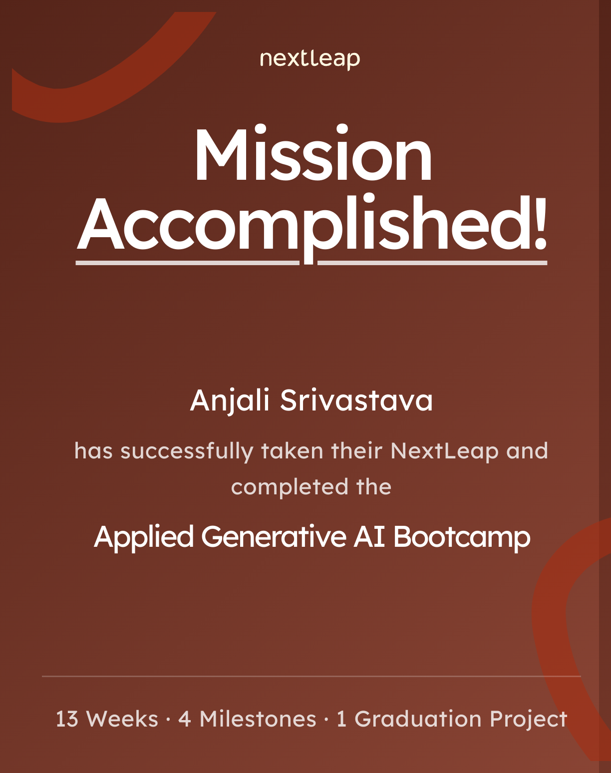 Milestone Badge for Applied Generative AI Bootcamp