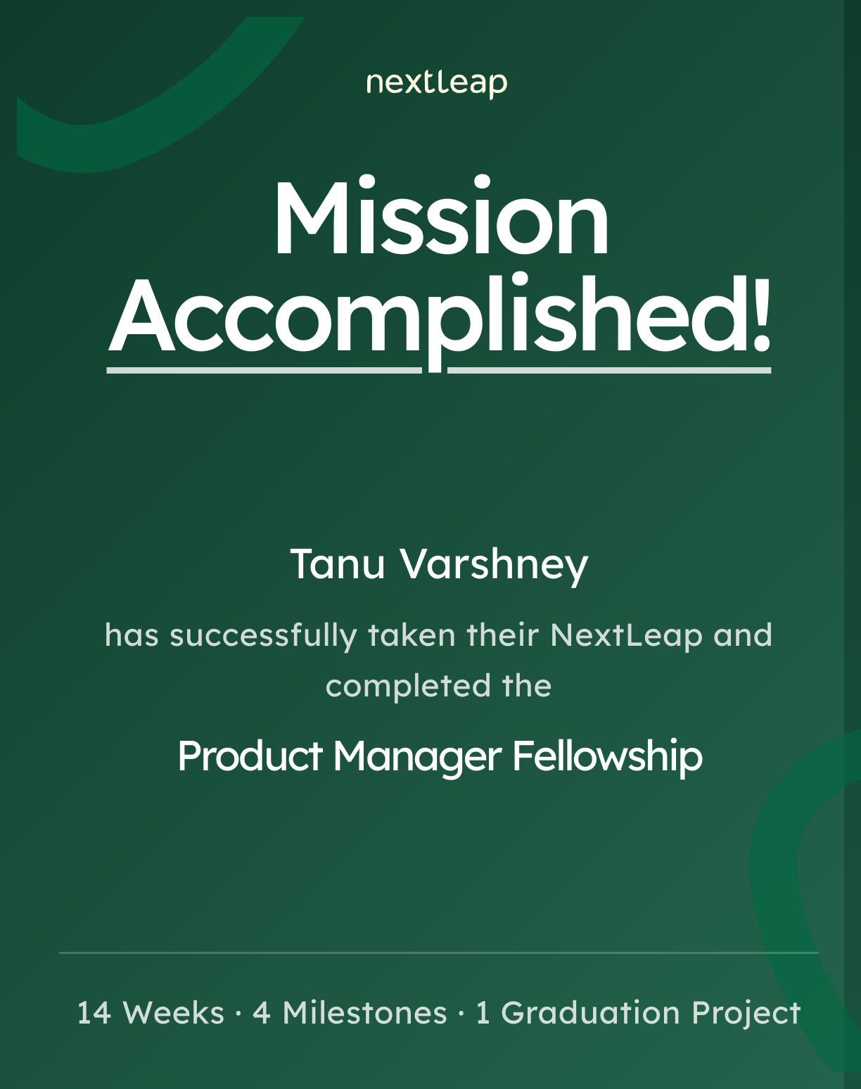 Milestone Badge for Product Manager Fellowship